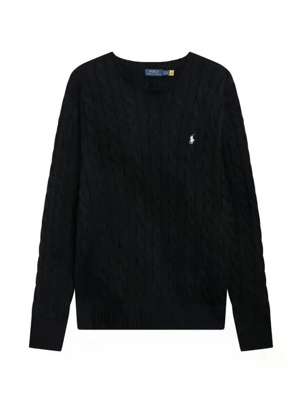Polo Ralph Lauren Cable-knit Embroidered-logo Sweater - Black