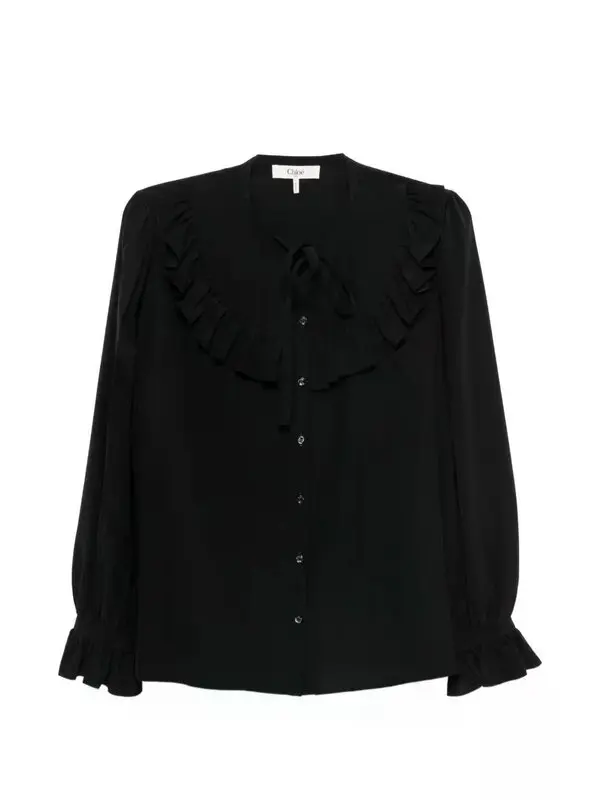 Chloé Ruffled Detail Blouse - Black