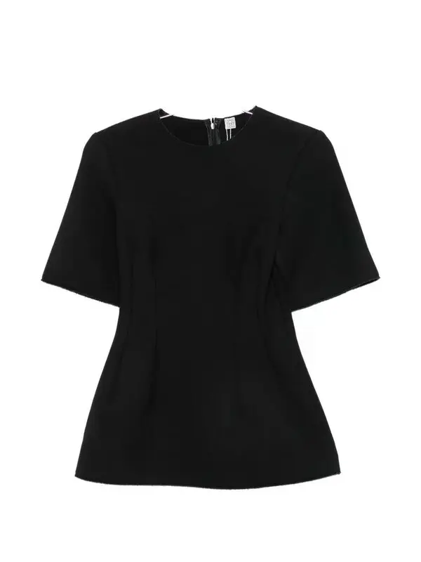 TOTEME Sculptural Short-sleeve Scuba Top - Black