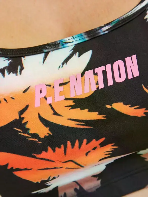 P.E Nation Oasis Palm-print Cutout-back Sports Bra