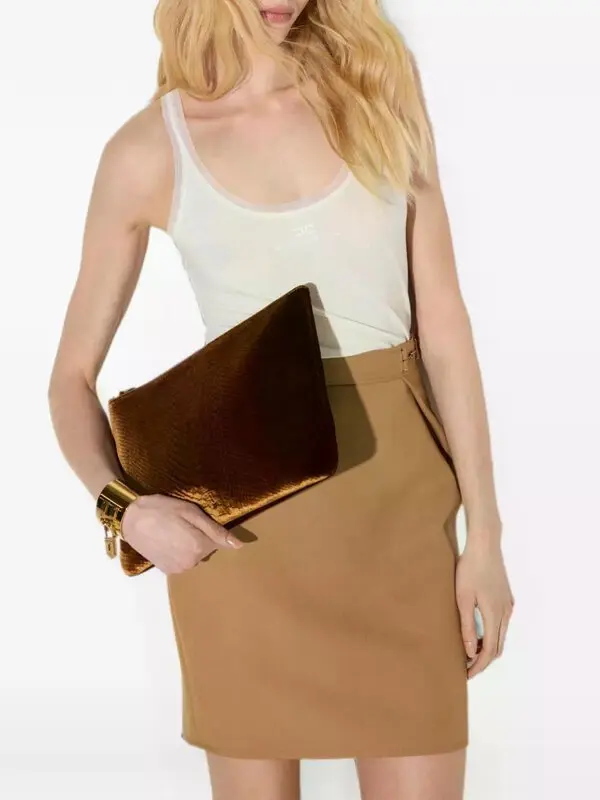 Elisabetta Franchi Velvet Clutch Bag With Crocodile Print