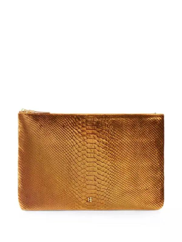 Elisabetta Franchi Velvet Clutch Bag With Crocodile Print