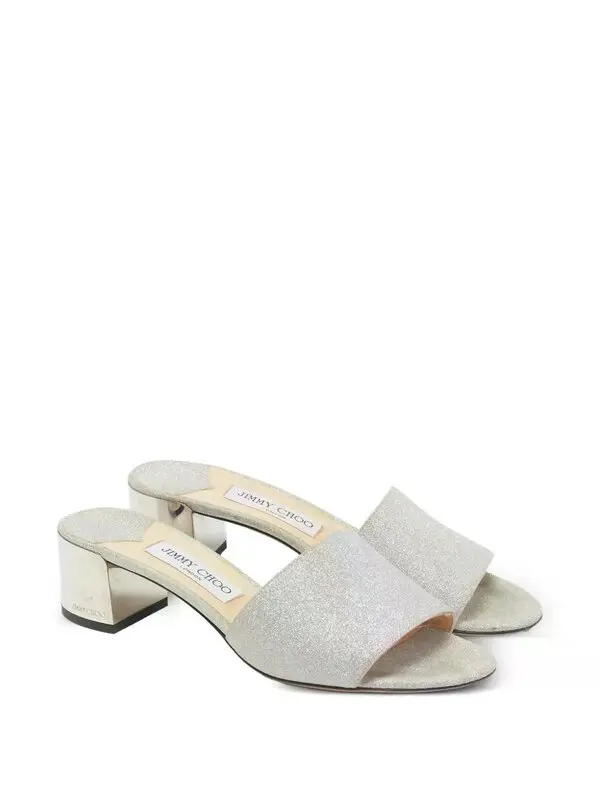 JIMMY CHOO Joni Glitter Block Heel Sandals