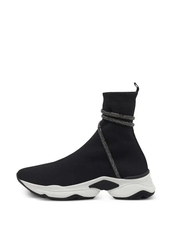Rene Caovilla Knit Cleo Crystal-embellished High-top Sneakers - Black