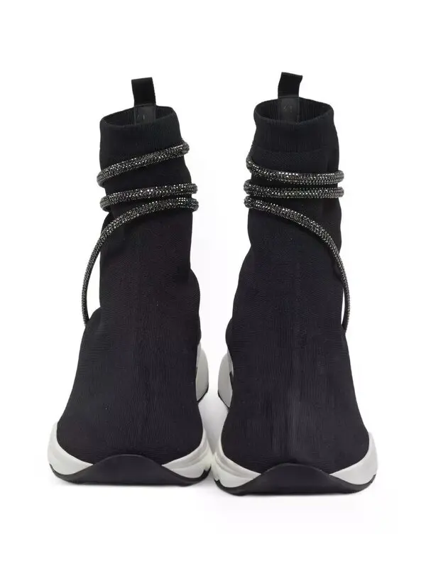 Rene Caovilla Knit Cleo Crystal-embellished High-top Sneakers - Black