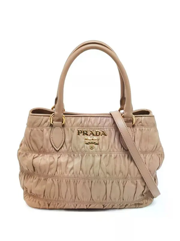 Prada Gaufre Leather Tote Bag - Neutrals