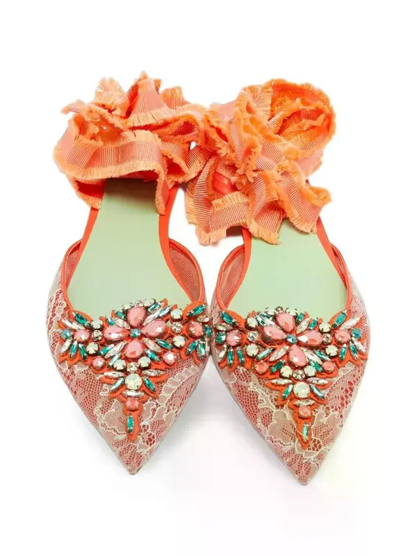 Rene Caovilla Lace Crystal-embellished Sandals