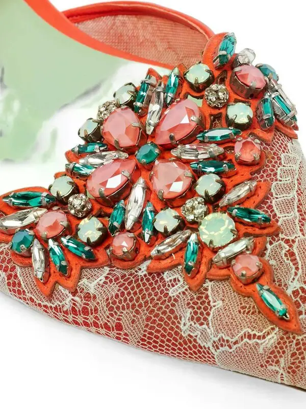 Rene Caovilla Lace Crystal-embellished Sandals