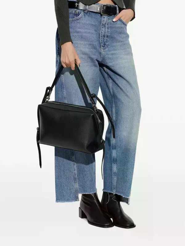 Yuzefi Bento Pebbled Leather Shoulder Bag - Black