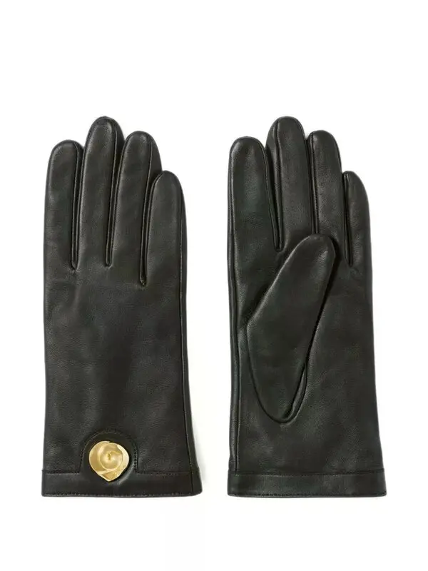 Claudie Pierlot Logo-plaque Leather Gloves - Black
