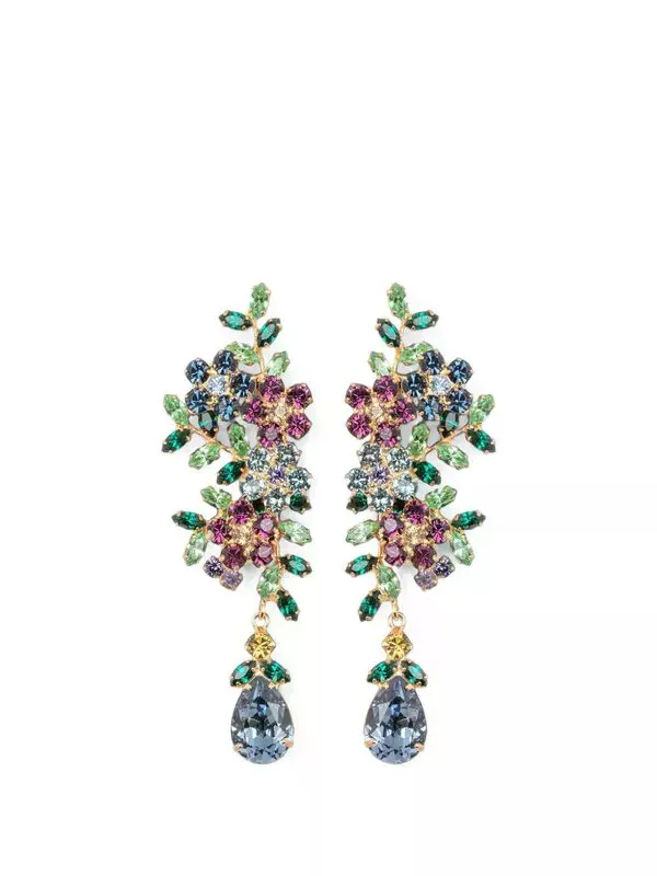 JENNIFER BEHR Yasmin Crystal-embellished Floral Earrings - Blue