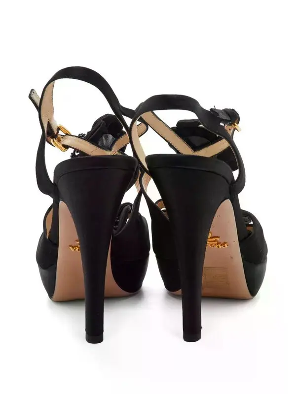 Prada Satin Floral Embellished Platform Sandals