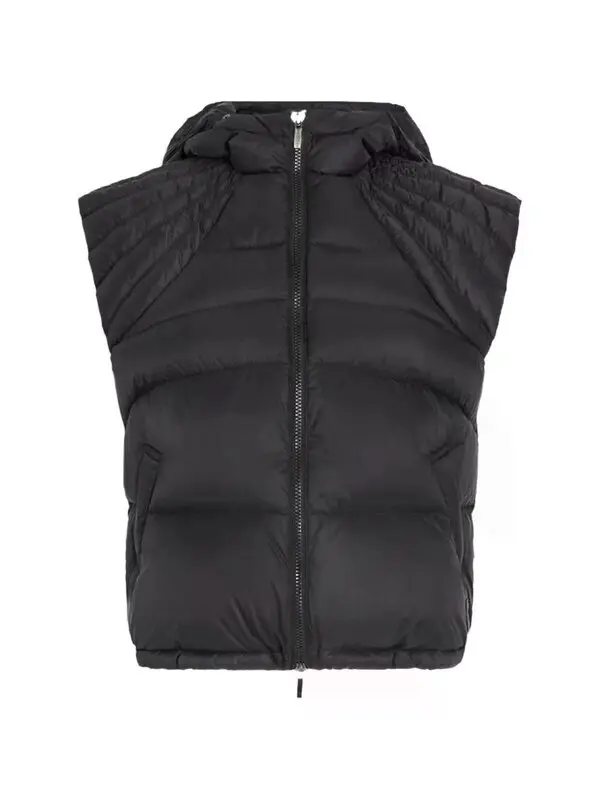 High Fanny Quilted Hooded Gillet - Black