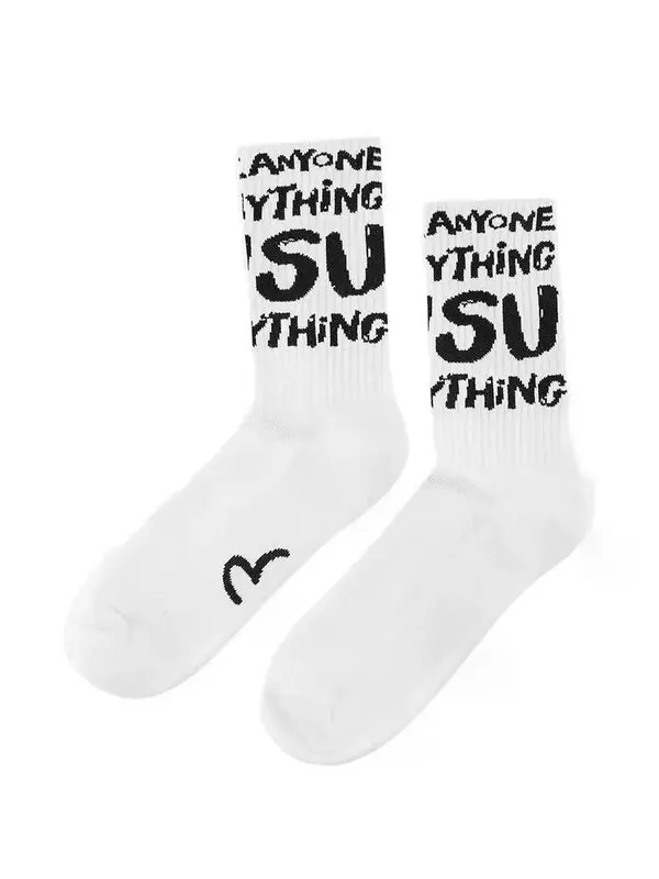 EVISU Logo-print Ribbed Socks - White