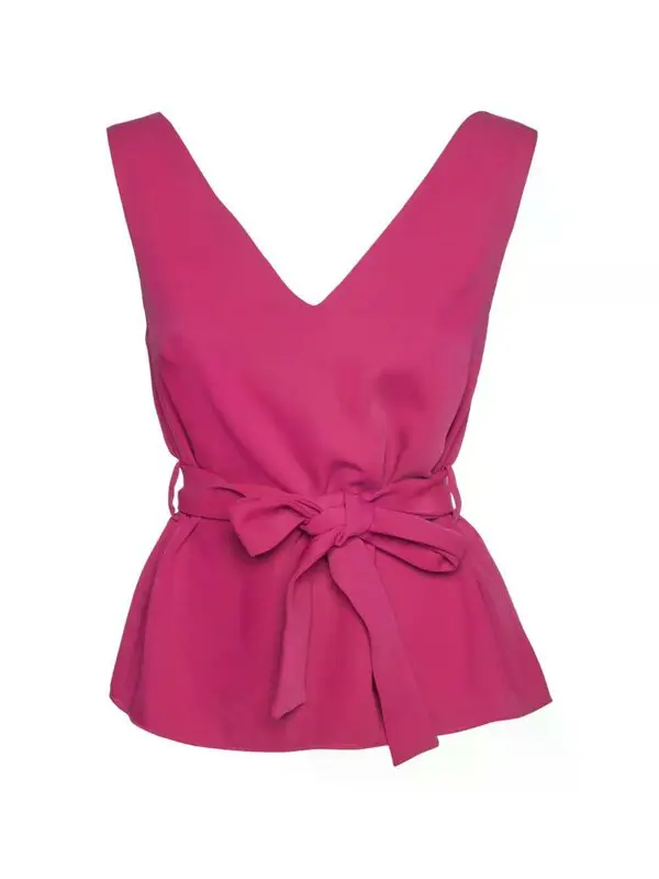 P.a.r.o.s.h Belted V-neck Sleeveless Blouse