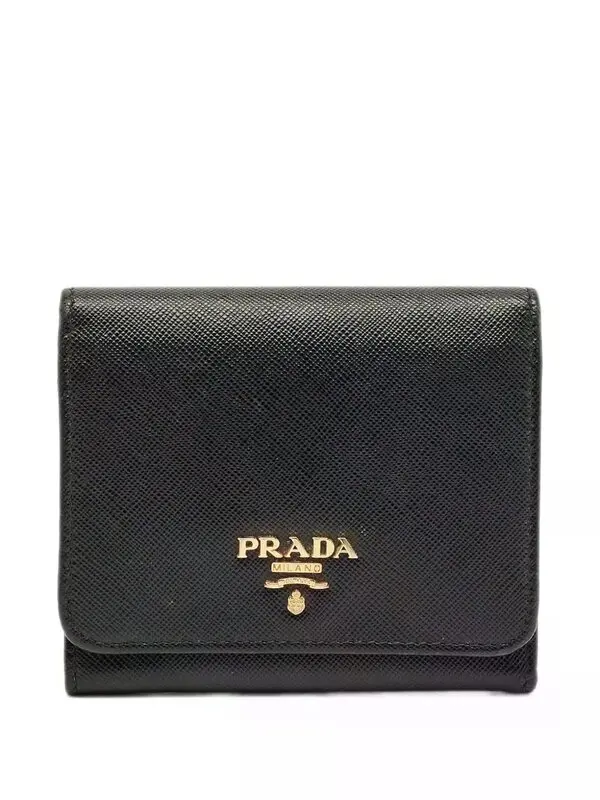Prada Leather Trifold Wallet - Black