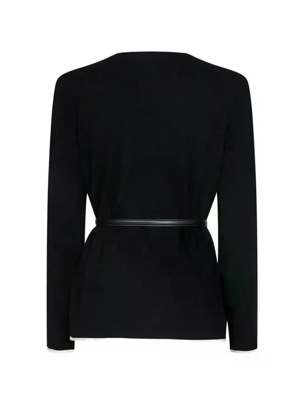 Max Mara Belted V-neck Cardigan - Black