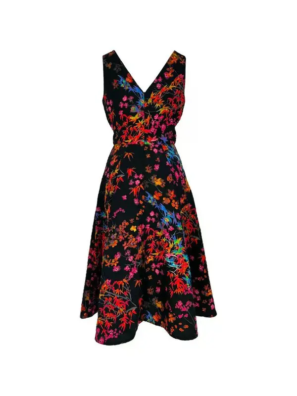 Saloni Floral-print V-neck Dress