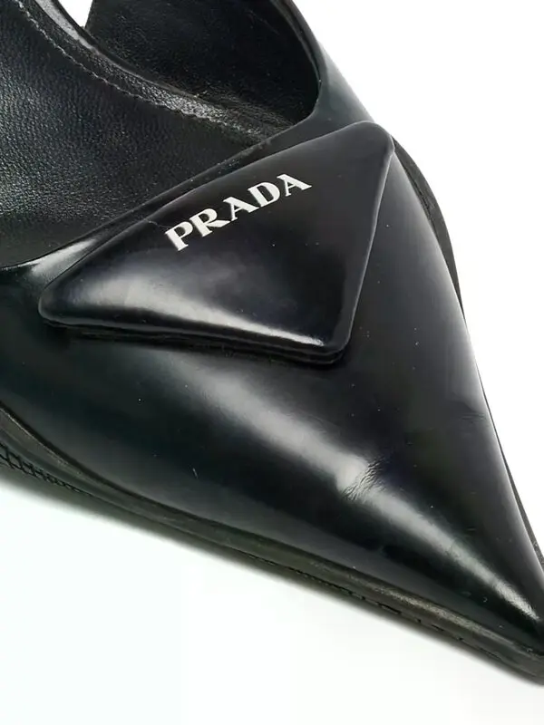 Prada Leather Triangle Logo Slingback Pumps