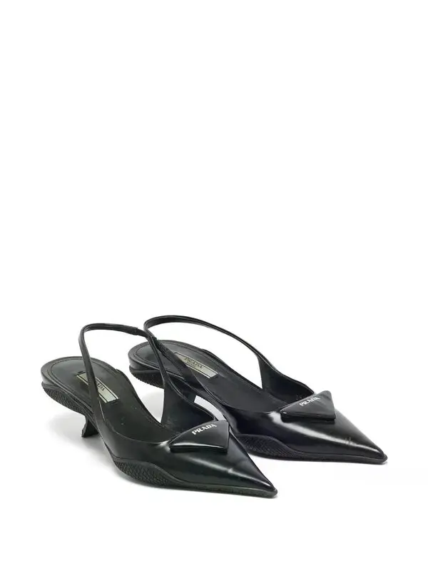 Prada Leather Triangle Logo Slingback Pumps