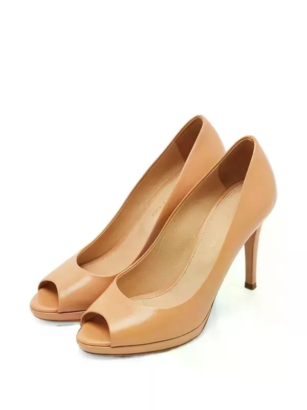 SERGIO ROSSI Peep-toe Leather Pumps - Neutrals