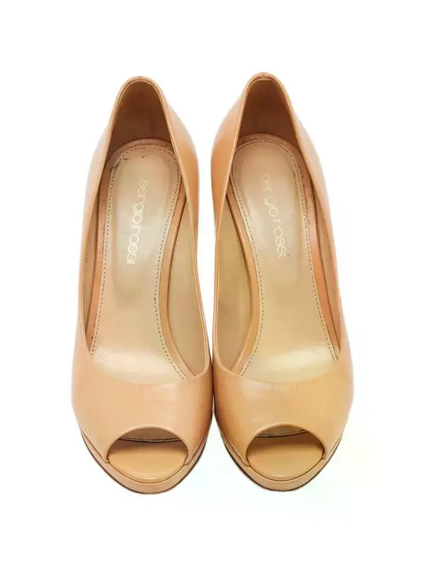 SERGIO ROSSI Peep-toe Leather Pumps
