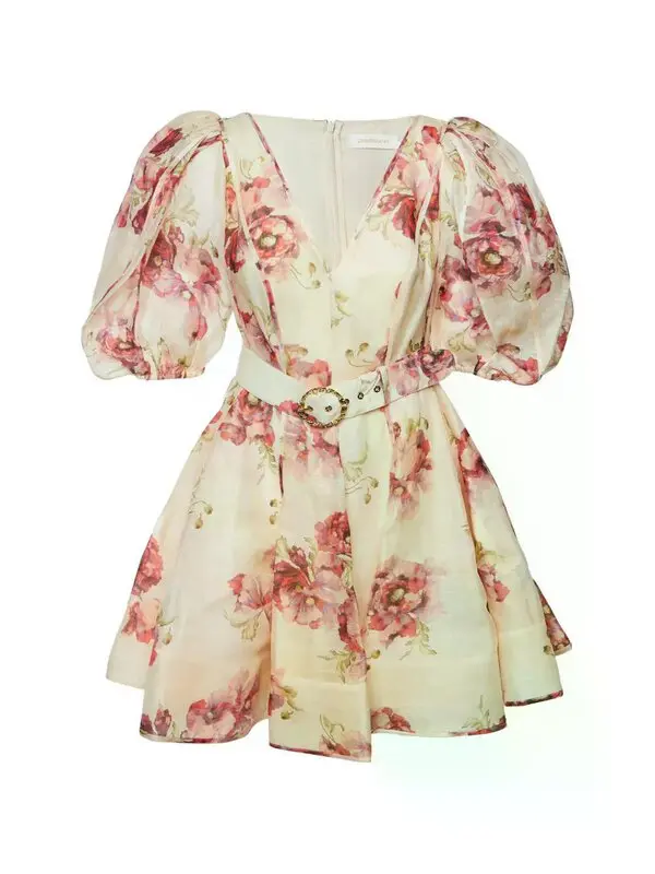 Zimmermann High Tide Floral-print Mini Dress - Neutrals