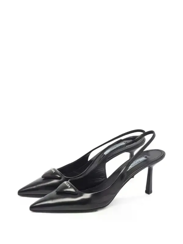 Prada Pointed Toe Logo Slingback Pumps