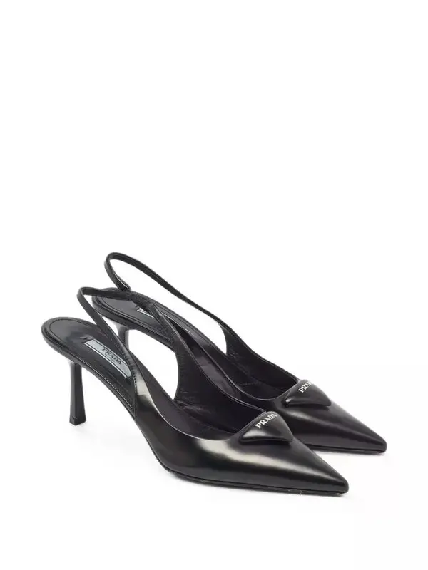 Prada Pointed Toe Logo Slingback Pumps