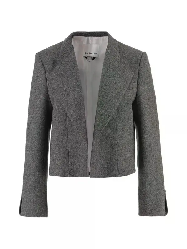 SA SU PHI Peak-lapels Cropped Blazer - Grey