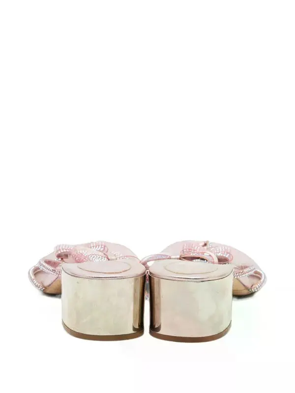 Rene Caovilla Embellished Bow Detail Block Heel Sandals