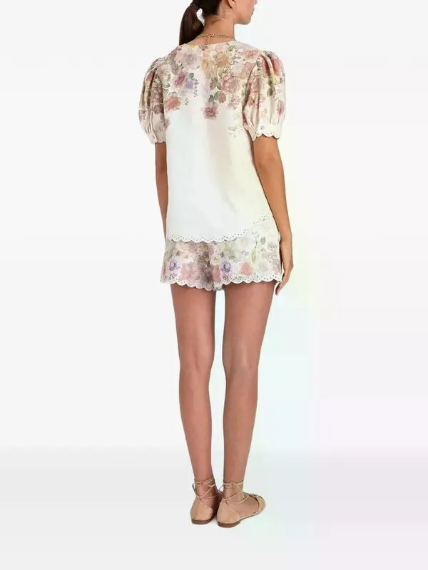 TWINSET Linen Floral Blouse With Embroidery