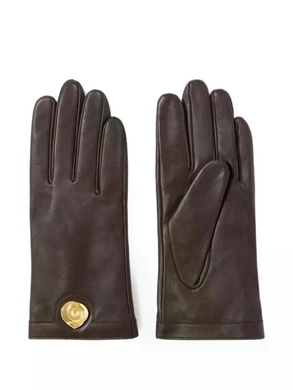 Claudie Pierlot Logo-plaque Leather Gloves - Brown