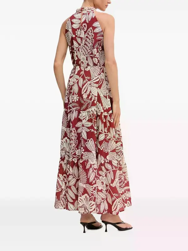OUI Beaded-collar Floral-print Maxi Dress