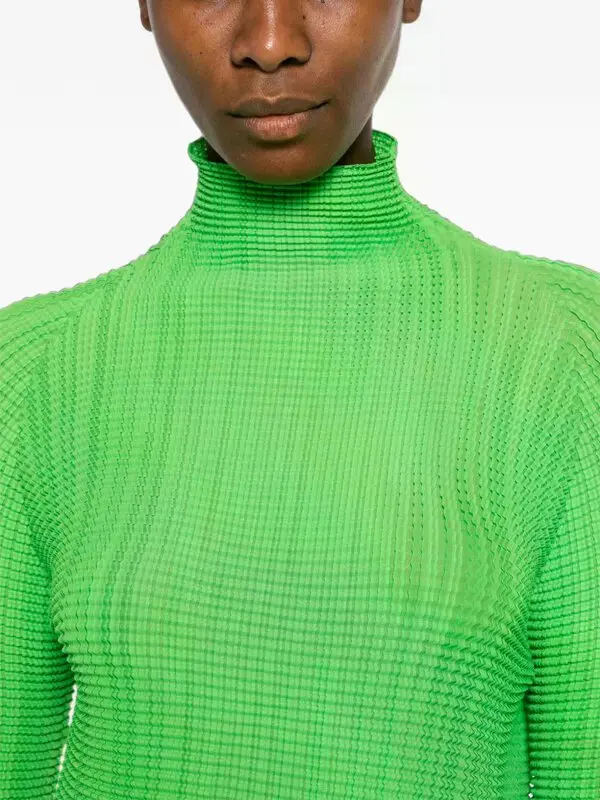 Issey Miyake High-neck Pleated Blouse