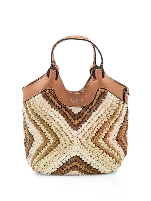 GIANNI CHIARINI Small Dua Chevron-knit Tote Bag - Neutrals