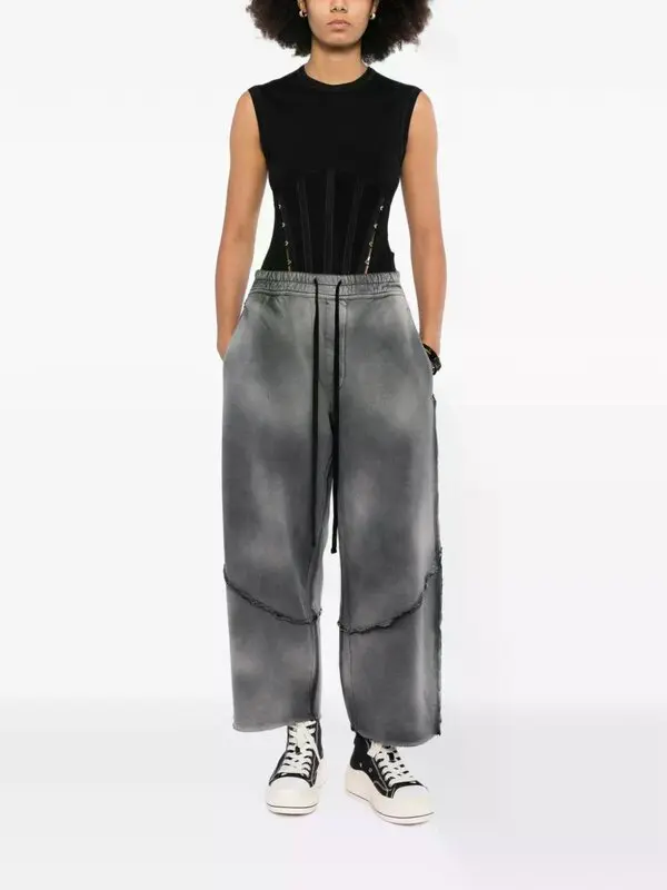 THOM KROM Faded-effect Raw-cut Track Pants - Grey