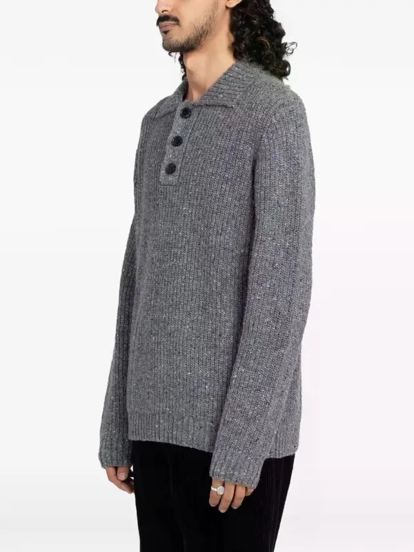 MINIMUM Ribbed-knit Sweater With Button Detailing