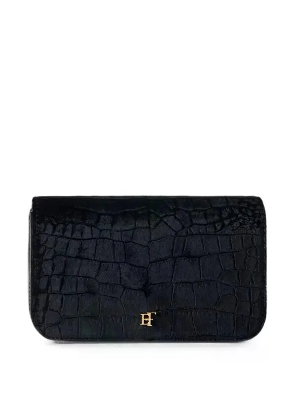 Elisabetta Franchi Velvet Shoulder Bag With Crocodile Print