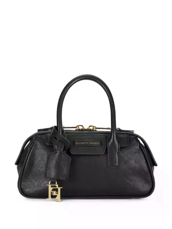 Elisabetta Franchi Small Boston Bag In Leather - Black
