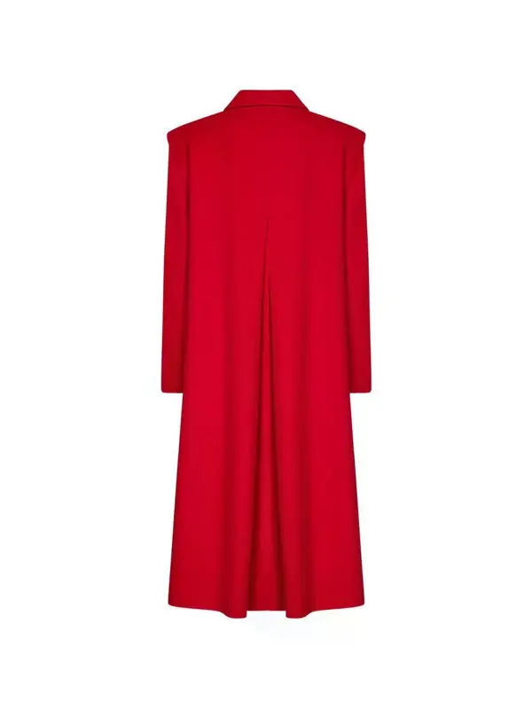 Max Mara Pleated-back Layered-shoulder Coat - Red