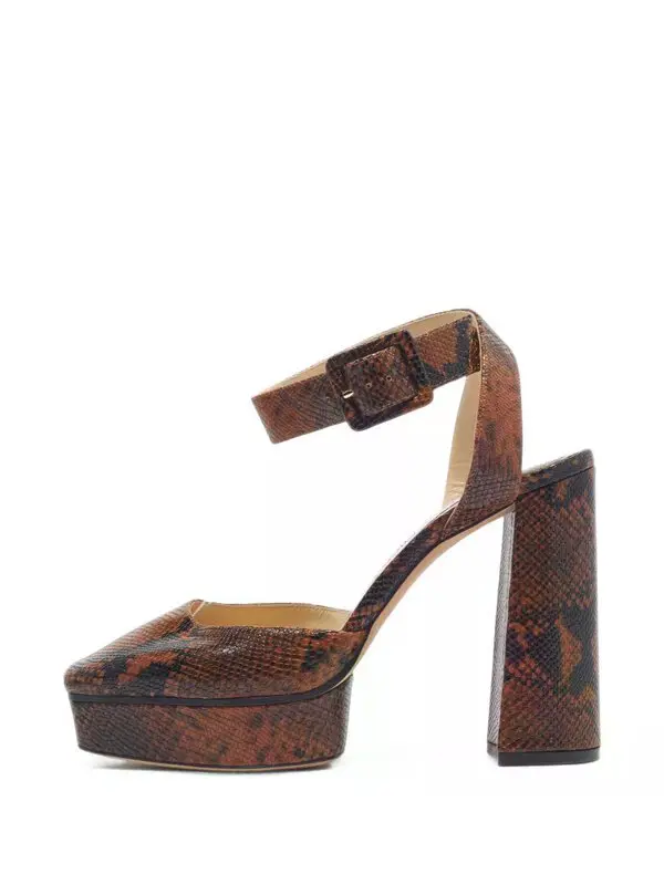 JIMMY CHOO Python-embossed Platform Pumps - Brown