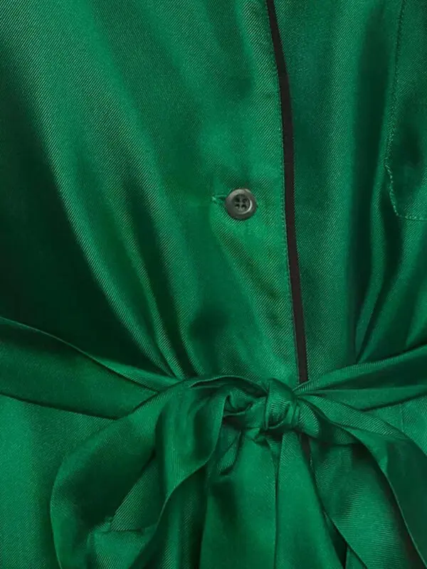 Prada Belted Silk Satin Shirt Midi Dress