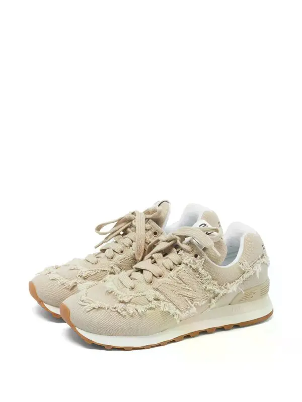 Miu Miu X New Balance Distressed Lace-up Sneakers - Neutrals