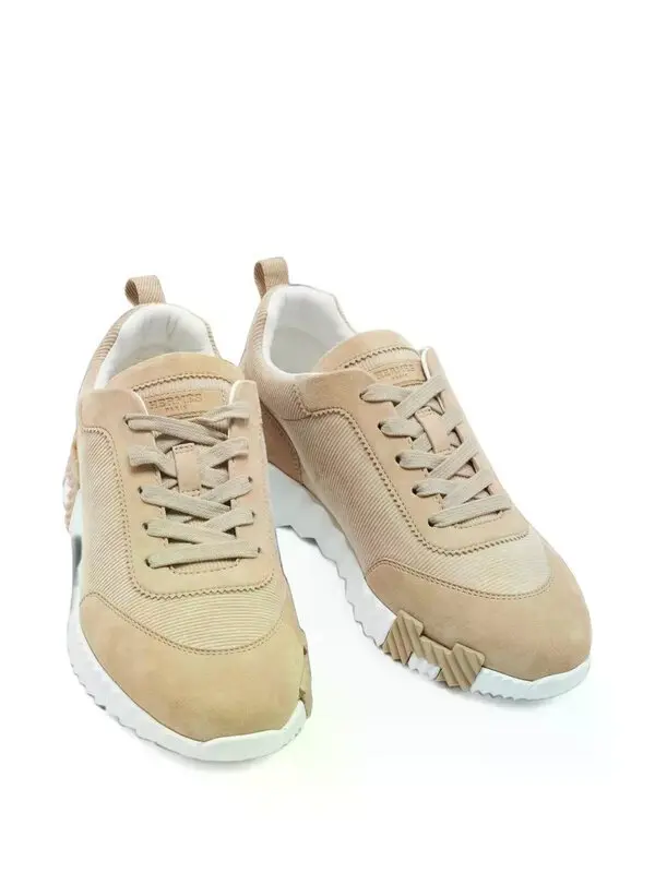 Hermès Beige Corduroy And Suede Paneled Sneakers