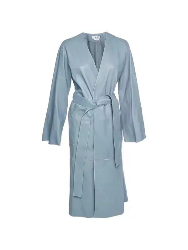 Loewe Belted Wrap Coat - Blue