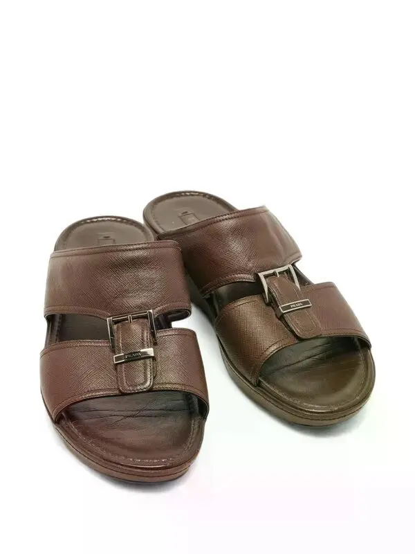 Prada Leather Buckle-detail Sandals