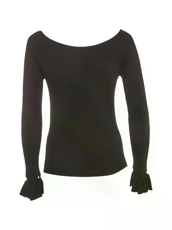 Valentino Garavani Lattice Cut-out Rib-knit Long-sleeve Top - Black