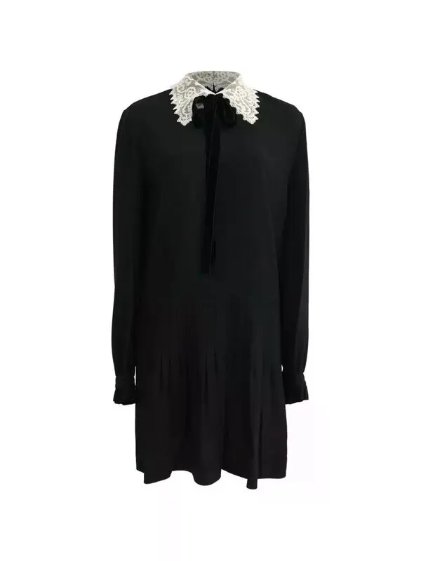 Saint Laurent Lace Collar Mini Dress - Black