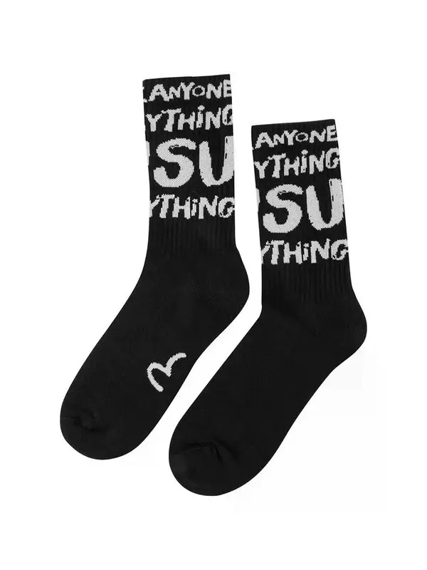 EVISU Slogan-jacquard Socks - Black
